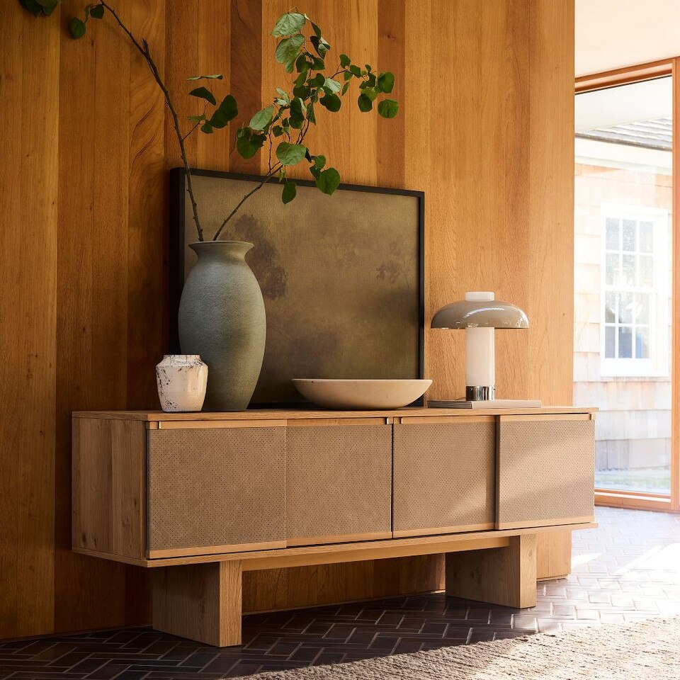 Buxton Leather Media Console (183 cm) | West Elm UK